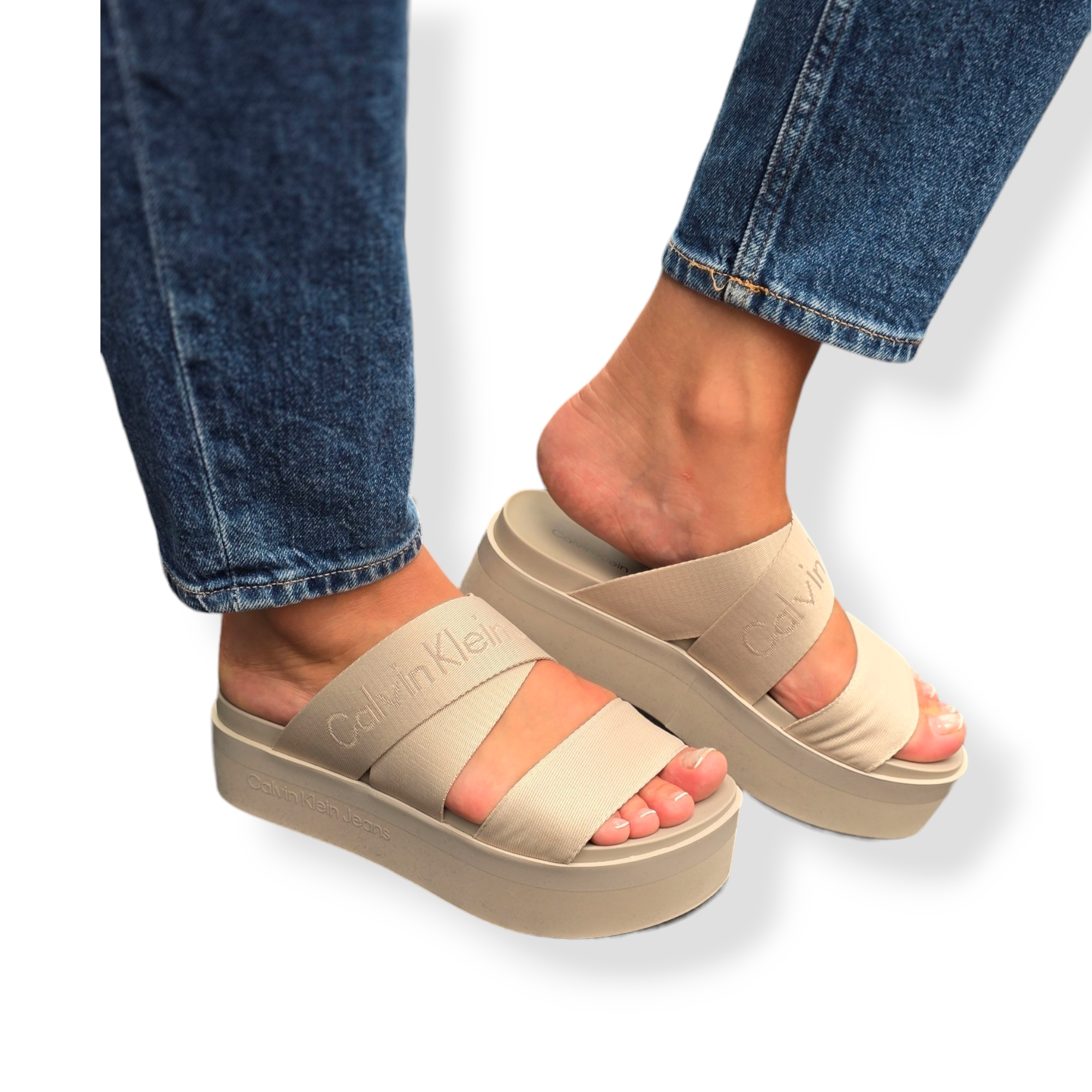 נעלי CALVIN KLEIN FLATFORM WEBBING SANDAL - ZICO Fashion
