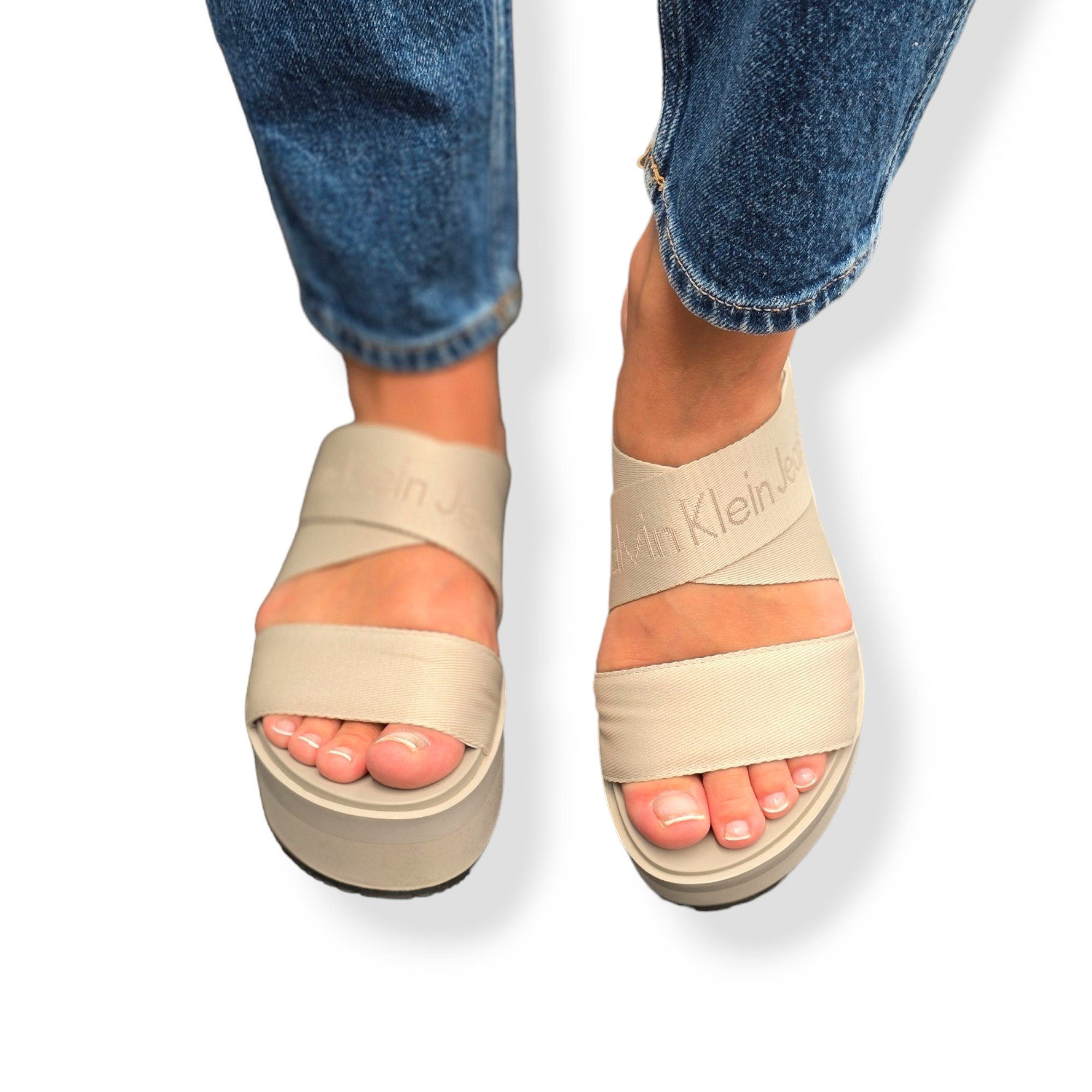 נעלי CALVIN KLEIN FLATFORM WEBBING SANDAL - ZICO Fashion